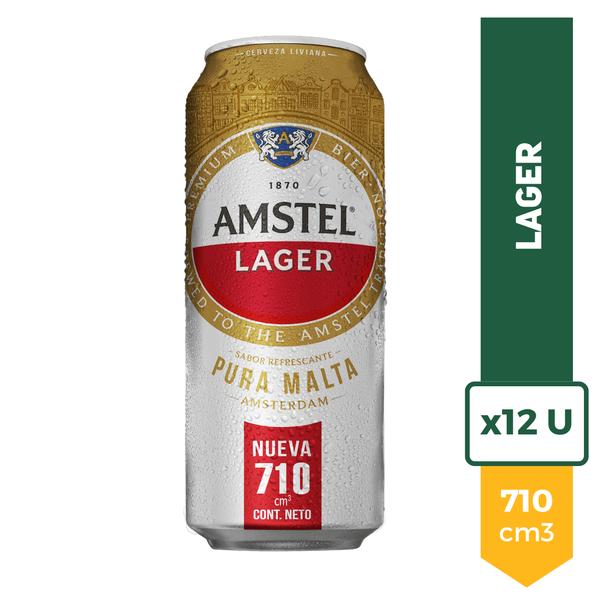 Pack X12 Cerveza Amstel Lager Lata 710ml – La Barra