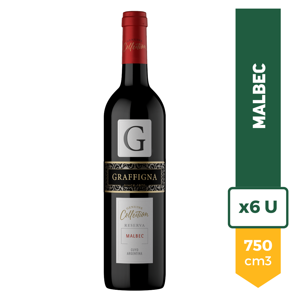 Caja X6 Vino Graffigna Reserva Malbec Tinto 750ml – La Barra